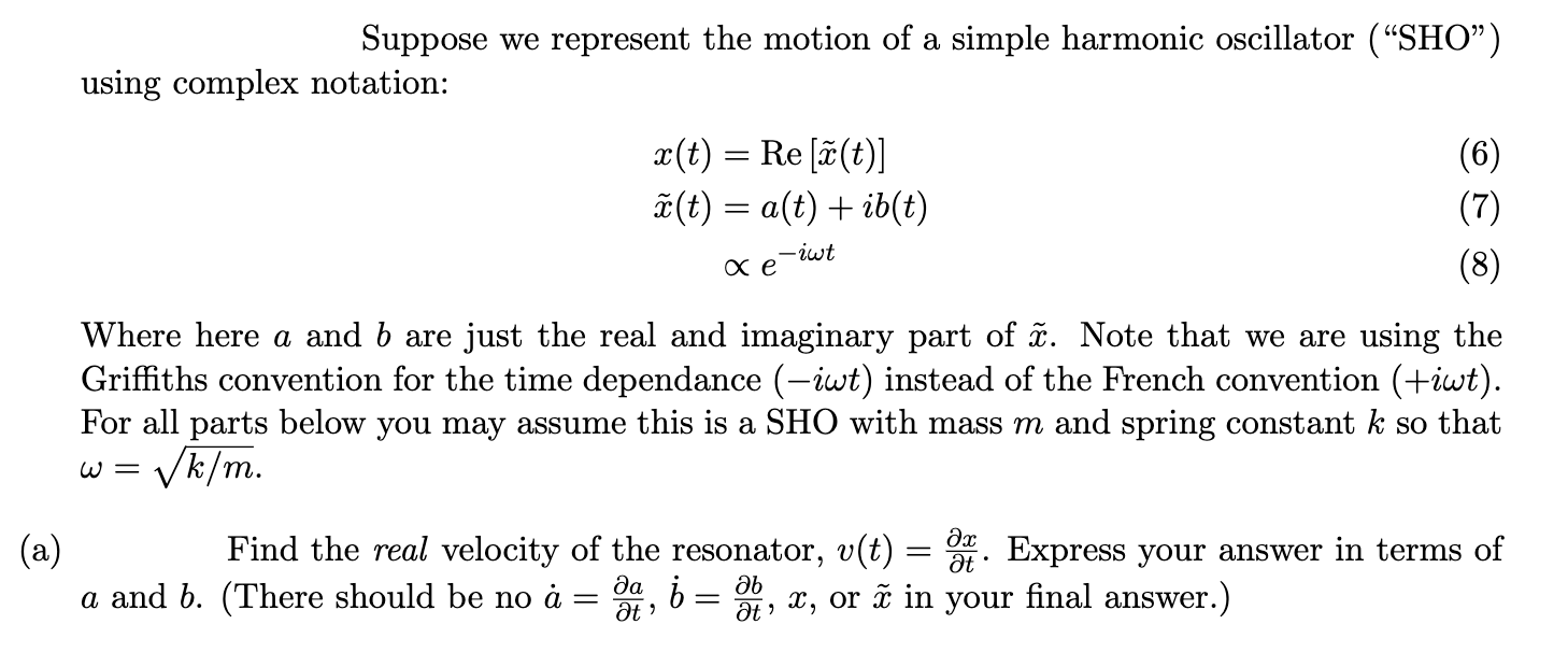 Solved (a) Suppose we represent the motion of a simple | Chegg.com