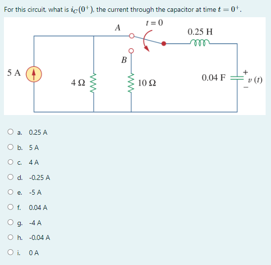 Solved For this circuit, what is iC(0+), the current through | Chegg.com