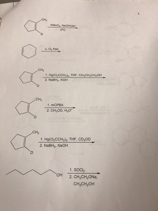 Solved CH3 KMnO4, NaOH(aq) 0°c 02 free CH3 1. Hg(O2CCH3)2. | Chegg.com