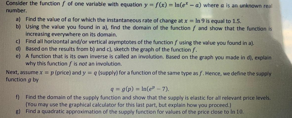 Solved Consider the function f of one variable with equation | Chegg.com