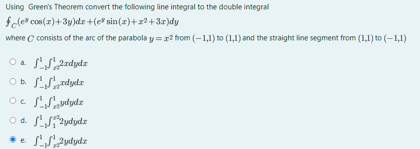 Solved Using Green's Theorem convert the following line | Chegg.com
