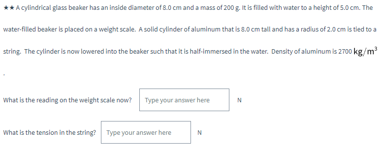 Solved ** A cylindrical glass beaker has an inside diameter | Chegg.com