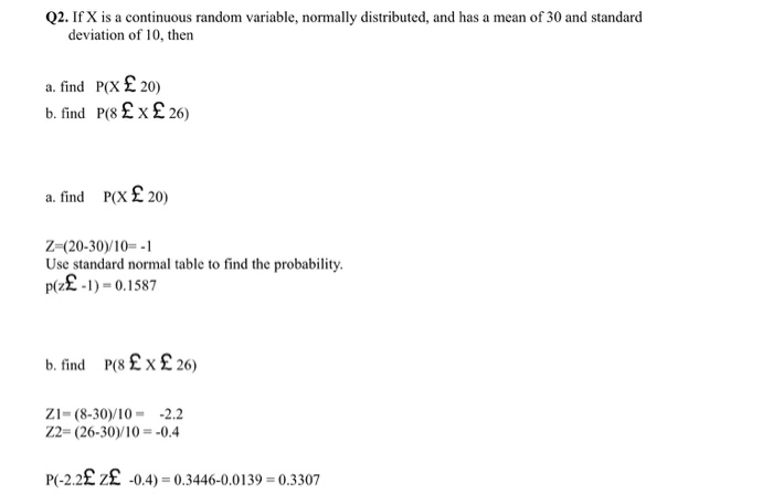 Solved Q2. If X is a continuous random variable, normally | Chegg.com