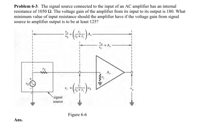 Solved Problem 6-3. The signal source connected to the input | Chegg.com