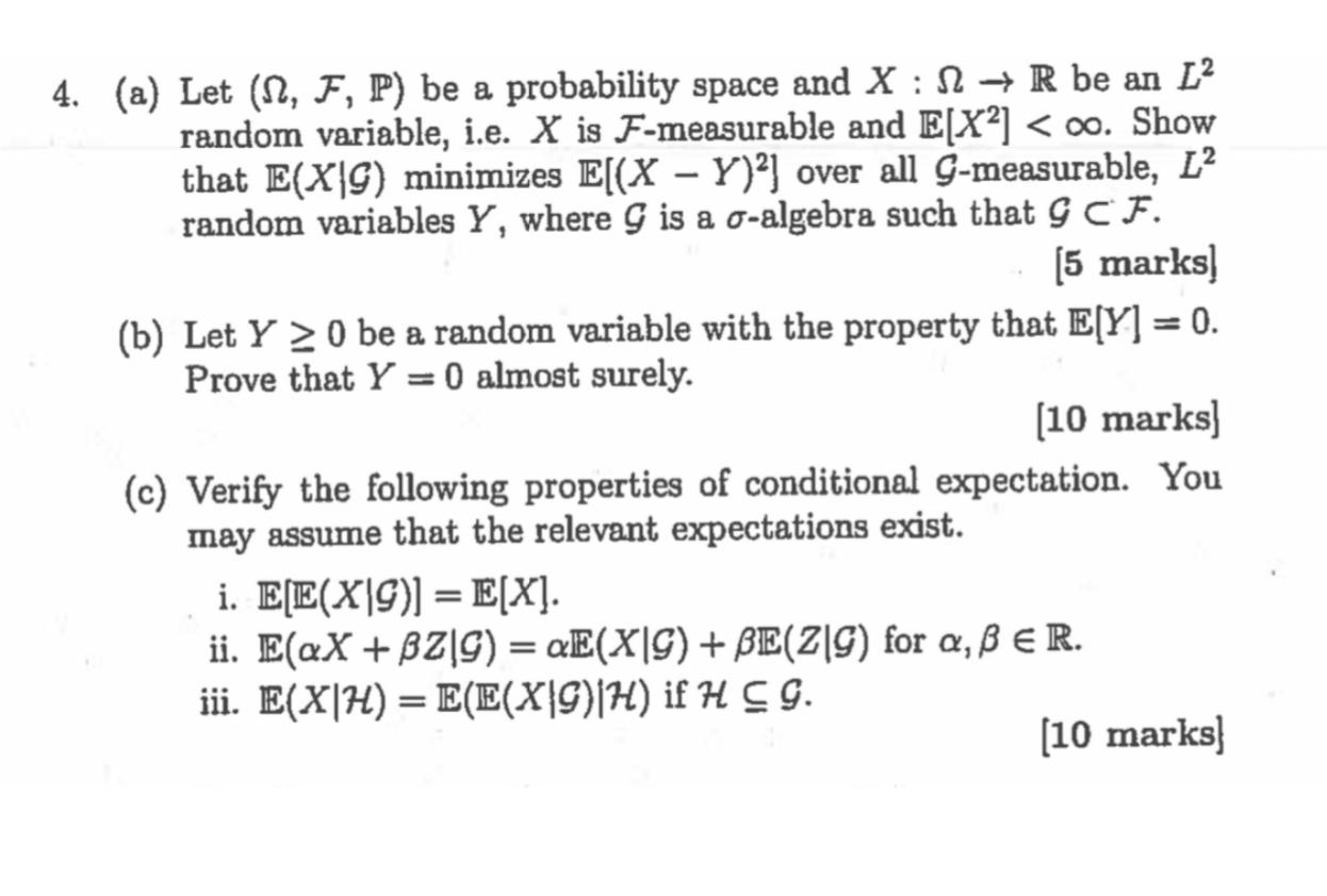 4. (a) Let (12, F, P) be a probability space and X:12 | Chegg.com