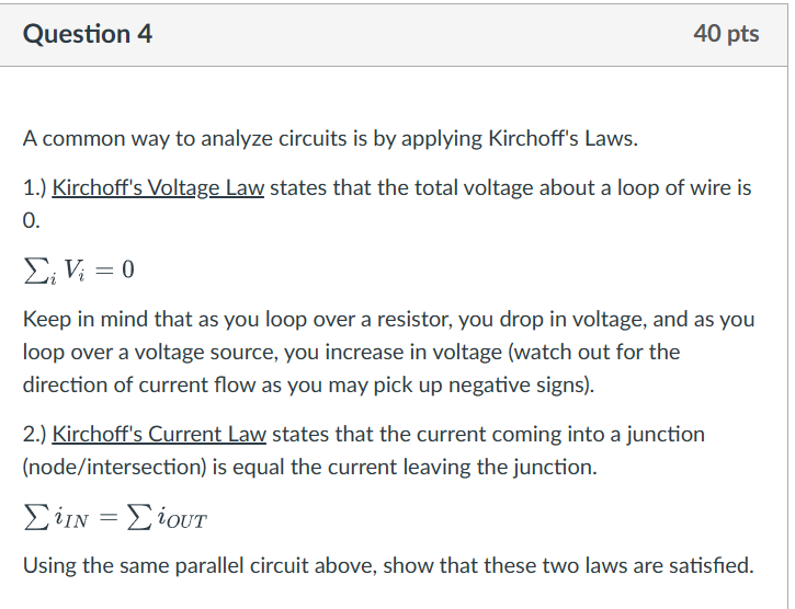 Solved Given the parallel circuit (using the correct formula | Chegg.com