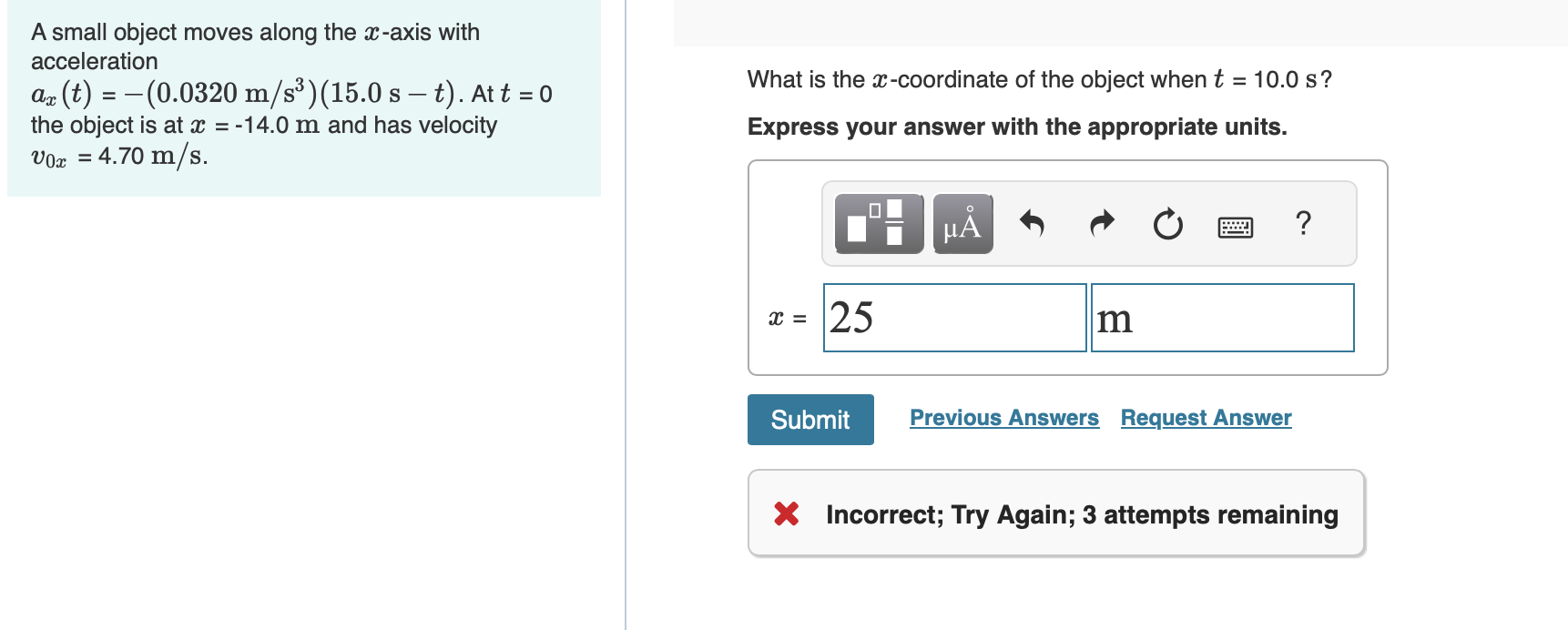 Solved A small object moves along the x-axis | Chegg.com