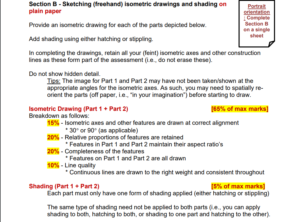 Solved Section B - Sketching (freehand) isometric drawings | Chegg.com