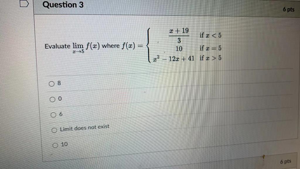 Solved Question 3 6 pts Evaluate lim f(x) where f(x) = 3 + | Chegg.com