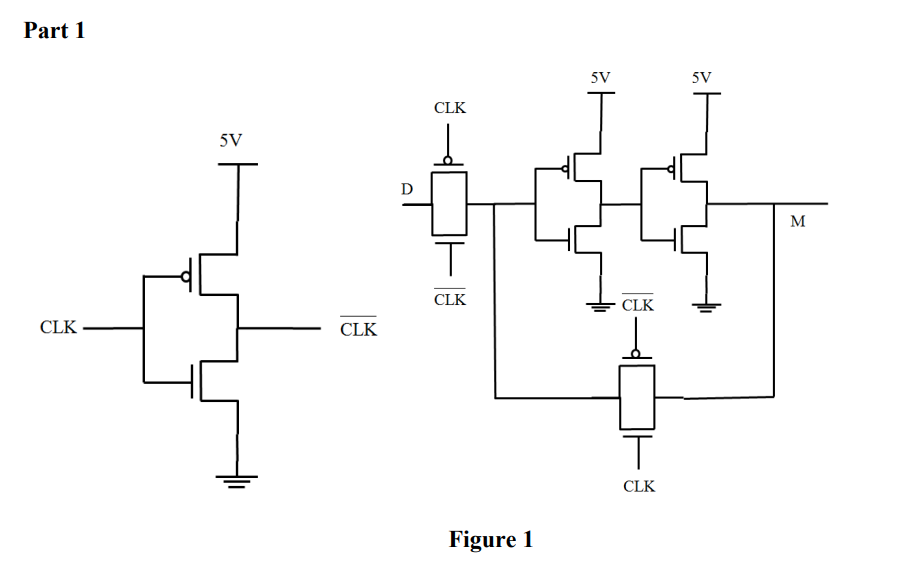 Part 1 5V SV CLK 5V M T CLK CLK CLK CLK T CLK Figure | Chegg.com