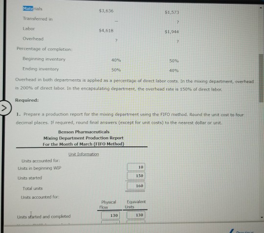 Solved (Appendix 6A) First-In, First-Out Method Benson | Chegg.com