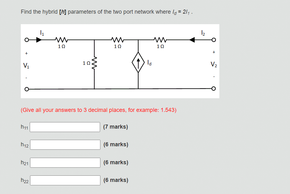 Solved Find the hybrid [h] parameters of the two port | Chegg.com