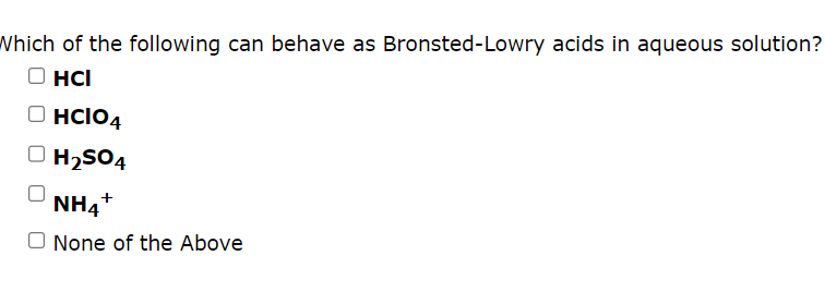 Solved Which of the following can behave as Bronsted-Lowry | Chegg.com