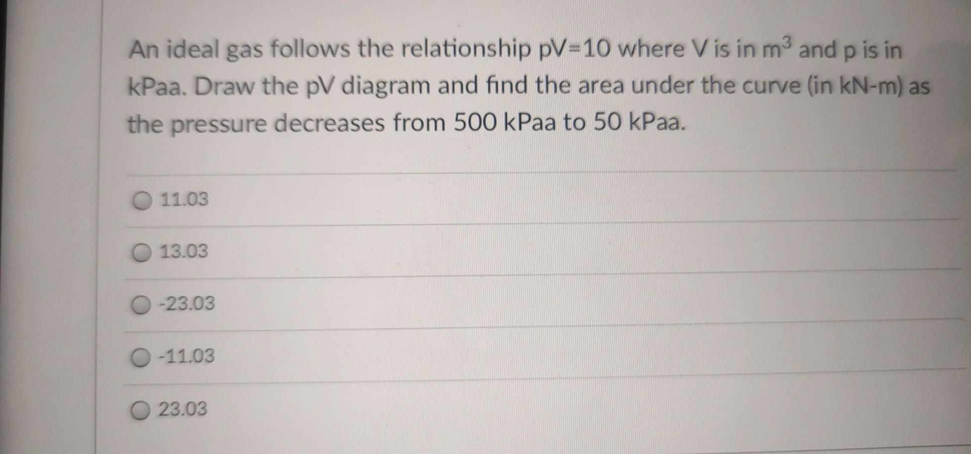 Solved An ideal gas follows the relationship pV = 10 where V | Chegg.com