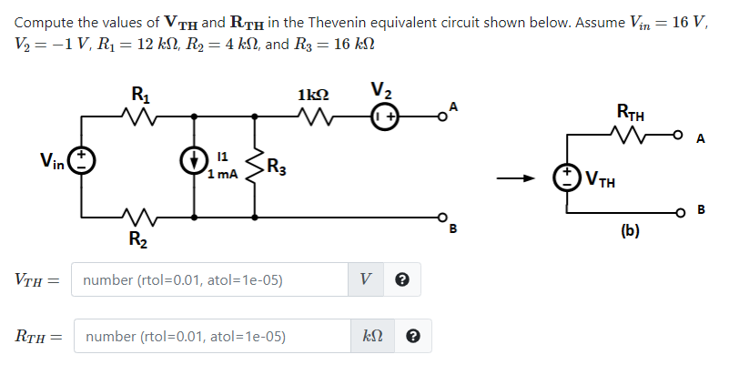 Solved Compute the values of Vth and Rth in the Thevenin | Chegg.com