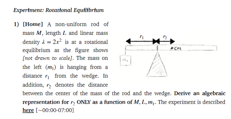 Solved A non-uniform rod is at a rotational equilibrium. | Chegg.com