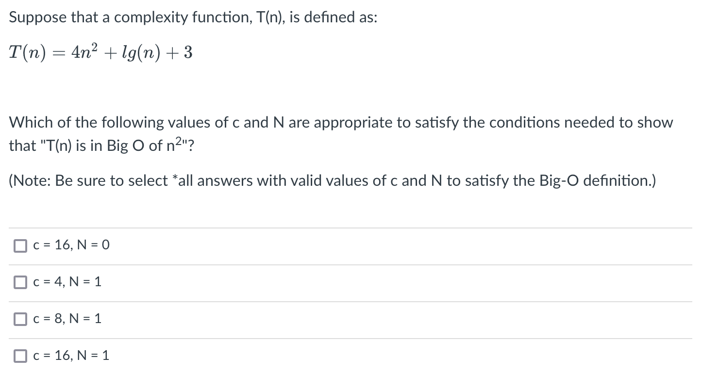 Solved Suppose that a complexity function, T(n), is defined | Chegg.com
