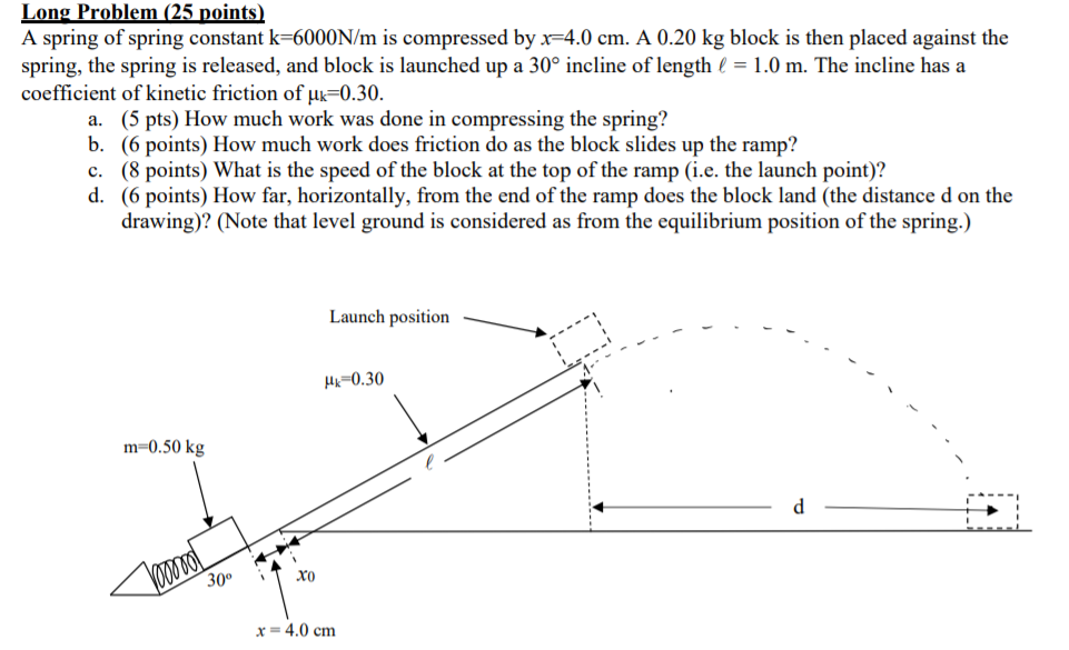 Solved Long Problem (25 points) A spring of spring constant | Chegg.com