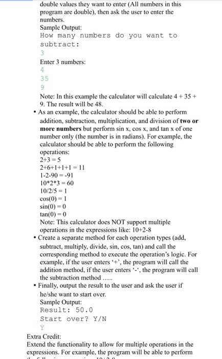 Solved In this project you will create a basic calculator | Chegg.com