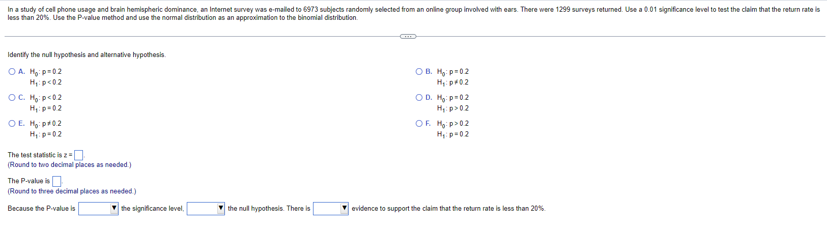 Solved less than 20%. Use the P-value method and use the | Chegg.com