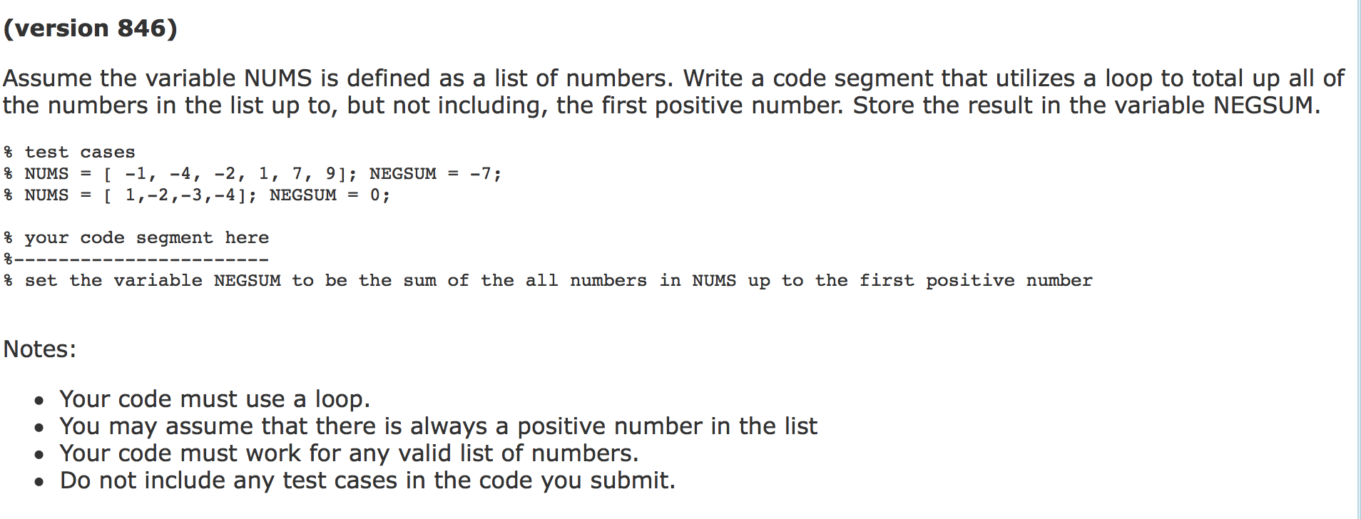 Solved (version 846) Assume the variable NUMS is defined as | Chegg.com