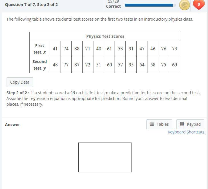 Solved Question 7 of 7, Step 2 of 2 15/20 Correct 0 The | Chegg.com