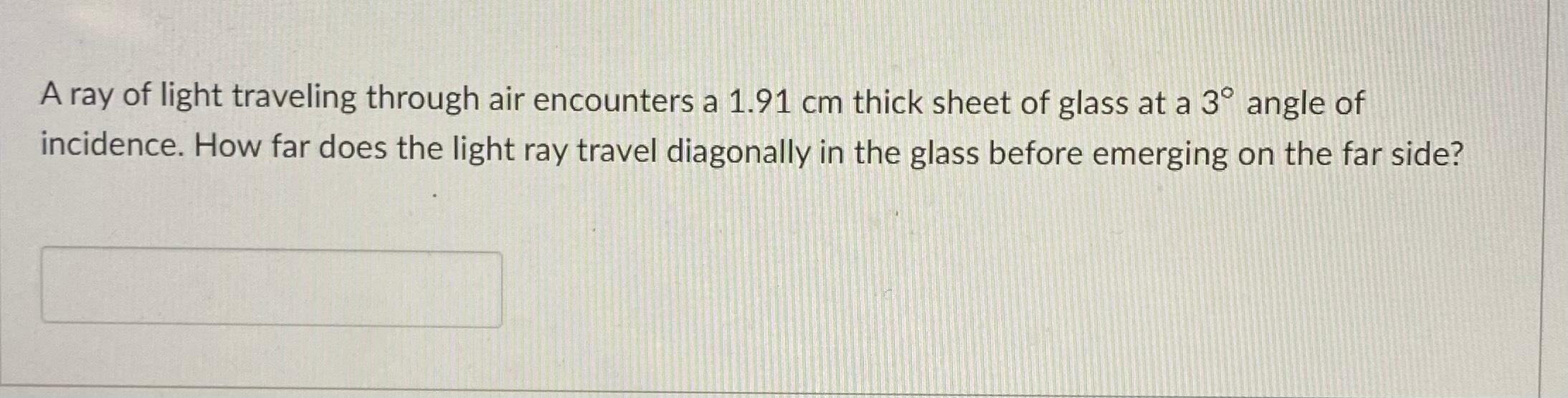 Solved A ray of light traveling through air encounters a | Chegg.com