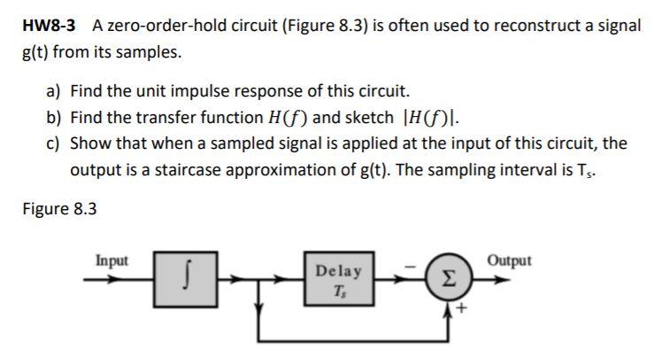 Solved HW8-3 A zero-order-hold circuit (Figure 8.3) is often | Chegg.com