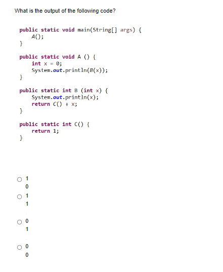 Solved What is the output of the following code?public | Chegg.com