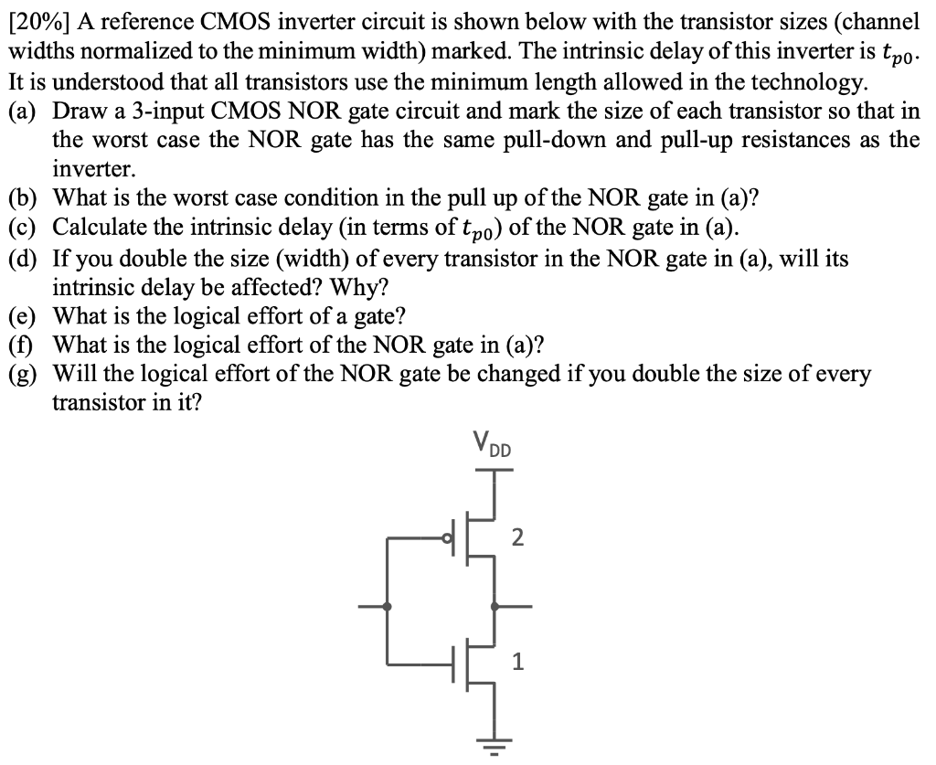 [20%] A reference CMOS inverter circuit is shown | Chegg.com