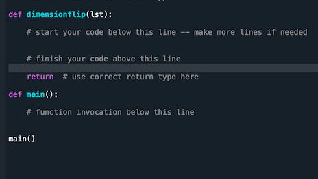 Solved Python Only Write a function dimensionflip( ) that | Chegg.com
