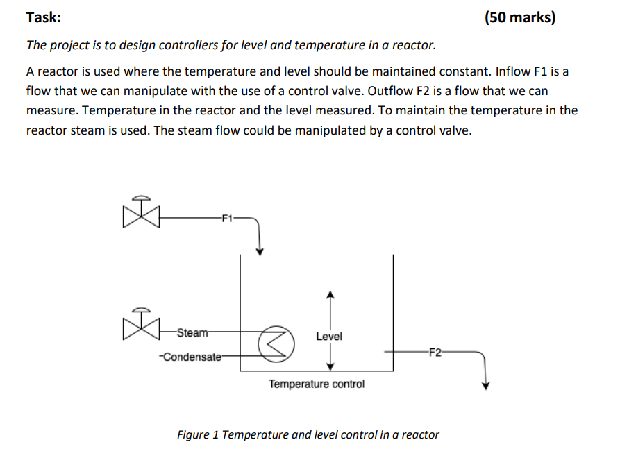 Solved Task: The project is to design controllers for level | Chegg.com