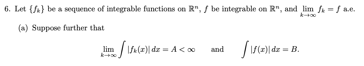 Solved 6. Let {fk} be a sequence of integrable functions on | Chegg.com