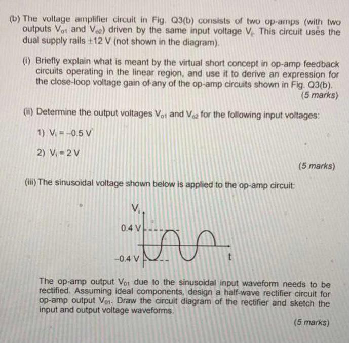 (b) The voltage amplifier circuit in Fig. Q3(b) | Chegg.com