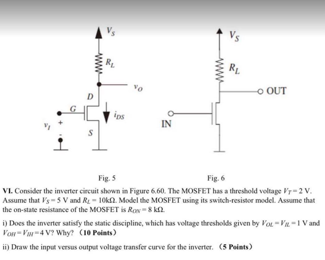 Solved S Vs RL RL Vo O OUT G ips IN S Fig. 5 Fig. 6 VI. | Chegg.com