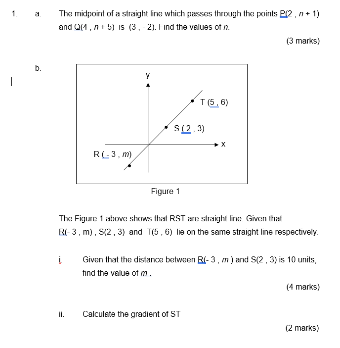 Solved 1. a. The midpoint of a straight line which passes | Chegg.com