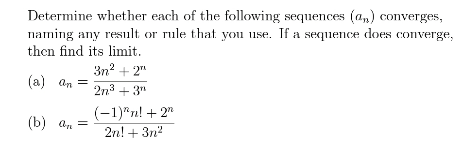 Solved Determine whether each of the following sequences | Chegg.com
