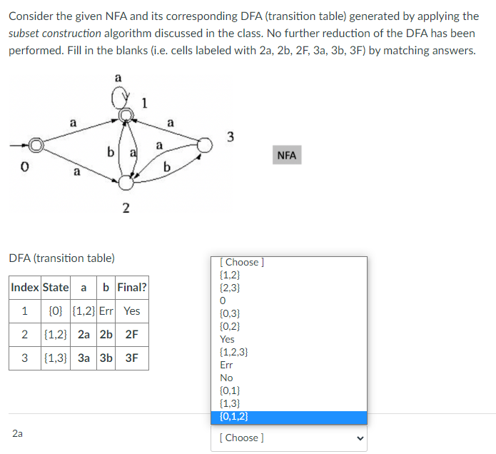 Solved Consider the given NFA and its corresponding DFA | Chegg.com