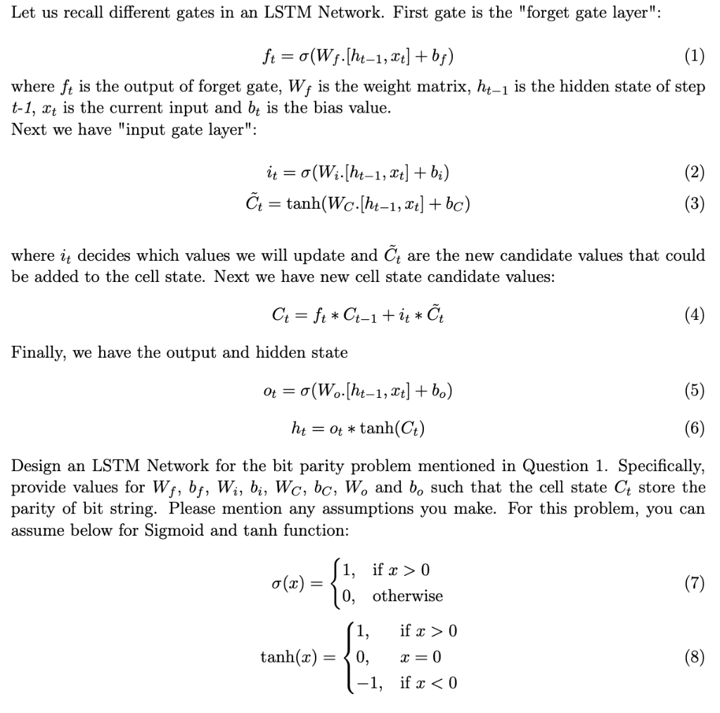 LSTM for parity function (Recurrent Neural | Chegg.com