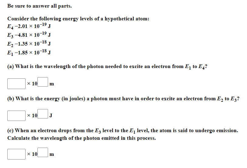 Solved Be sure to answer all parts. Consider the following | Chegg.com