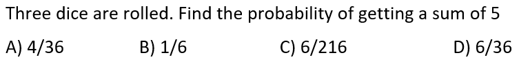 Solved Three dice are rolled. Find the probability of | Chegg.com