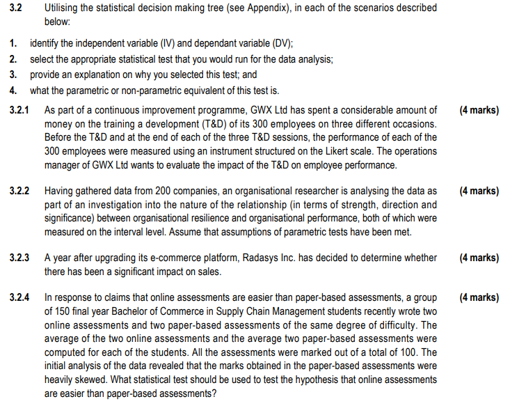 Solved 3.2 Utilising the statistical decision making tree | Chegg.com