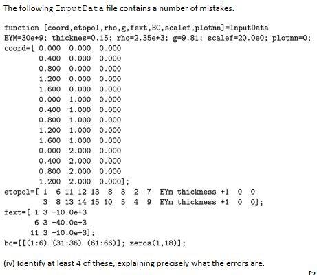 The below Input Data file is used to perform a | Chegg.com