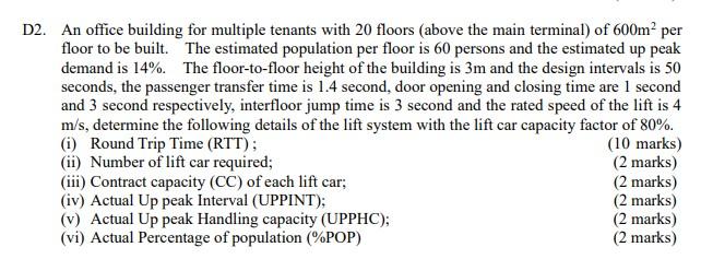 Solved D2. An office building for multiple tenants with 20 | Chegg.com