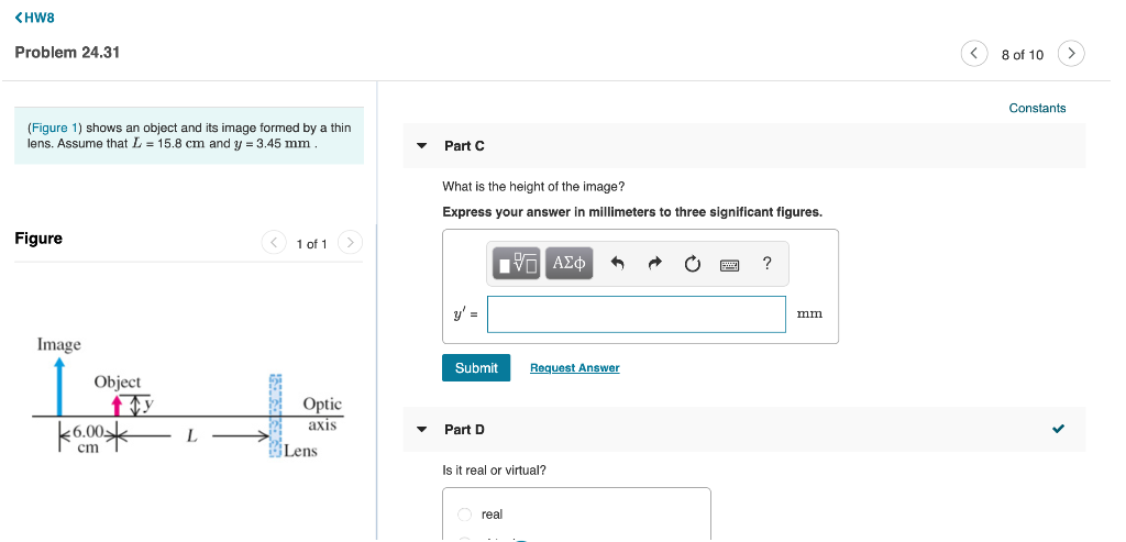 Solved Constants (Figure 1) shows an object and its image | Chegg.com