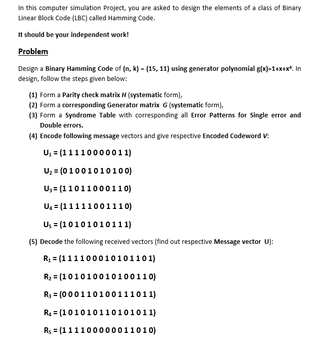 In this computer simulation Project, you are asked to | Chegg.com