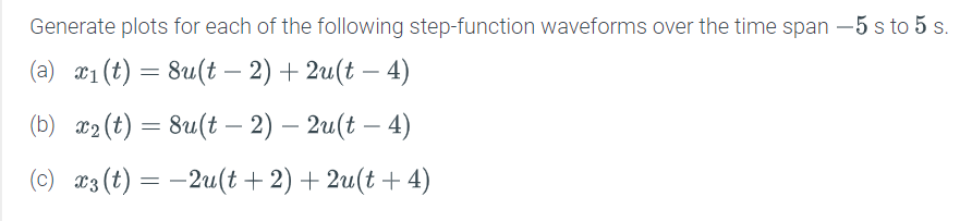 Solved Generate plots for each of the following | Chegg.com