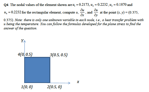 Solved Q4. The nodal values of the element shown are | Chegg.com