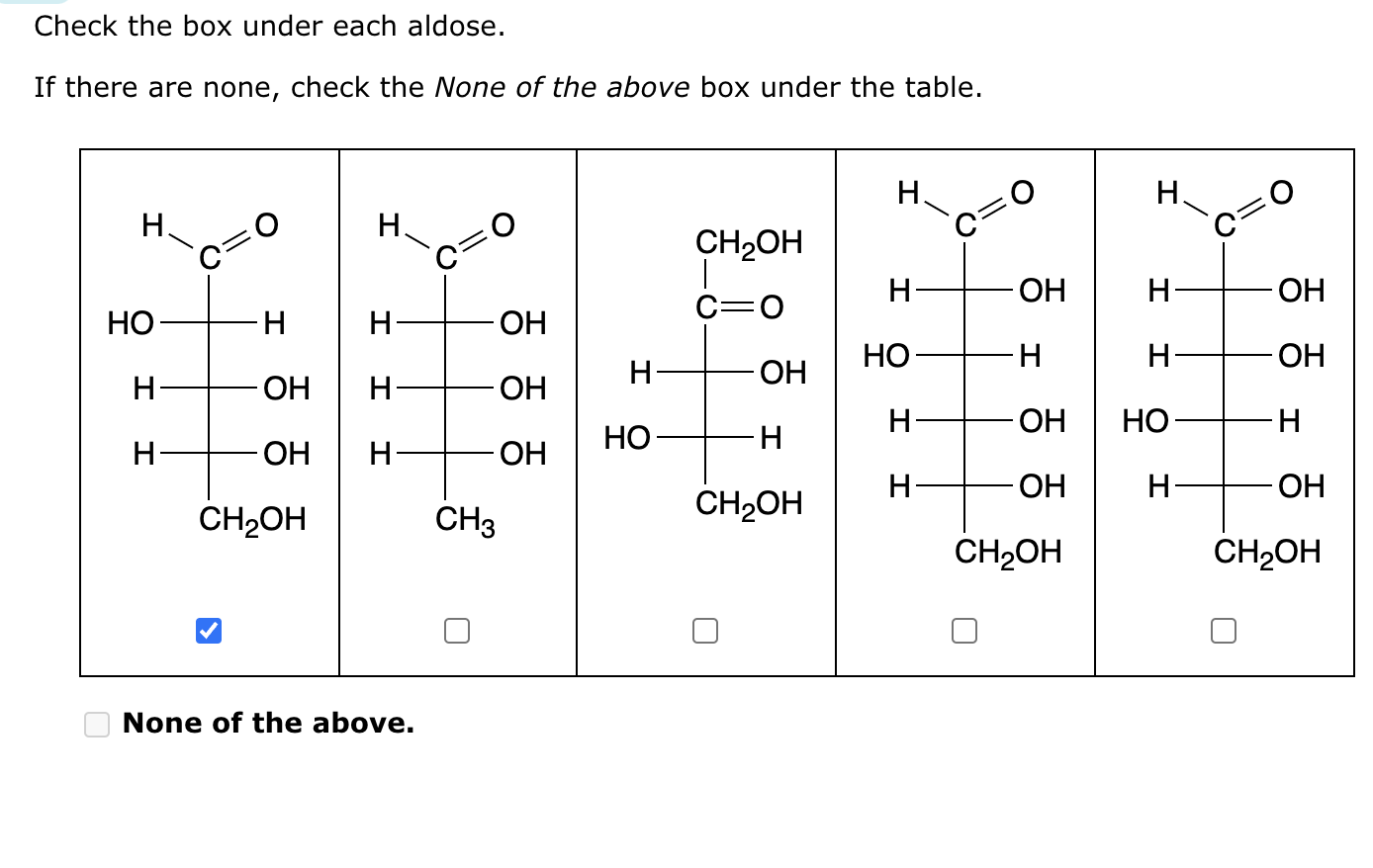 Solved Check the box under each aldose. If there are none, | Chegg.com