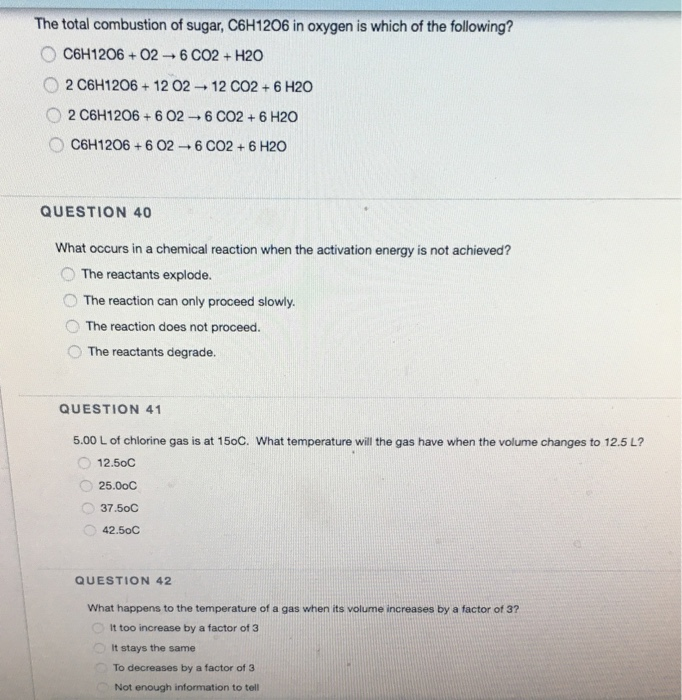 Solved The total combustion of sugar, C6H1206 in oxygen is | Chegg.com